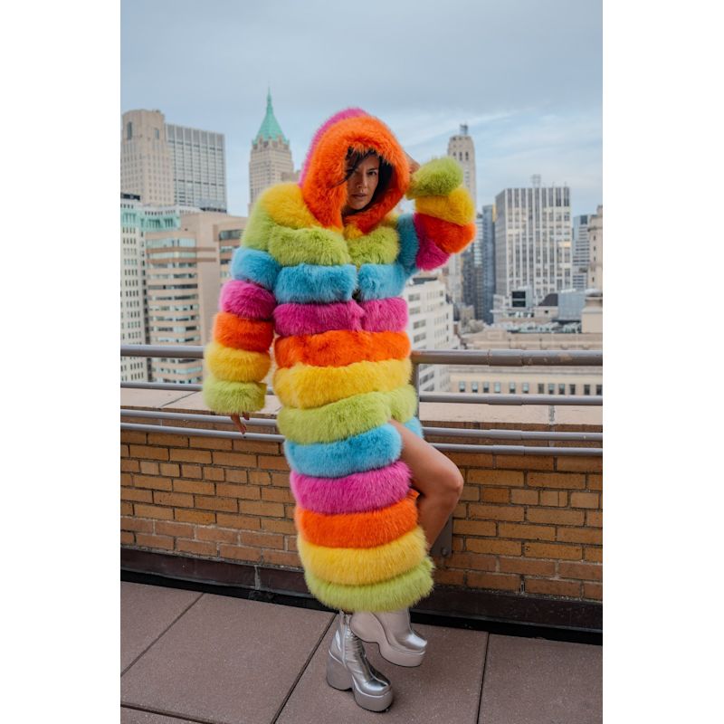 Over The Rainbow Faux Fur Coat | HARMONIA NY | Wolf & Badger