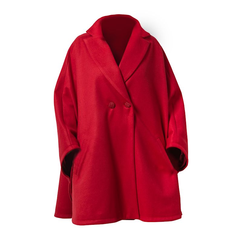 Winter Wool Cape Coat With Buttons In Raspberry Color | Nikka Place ...