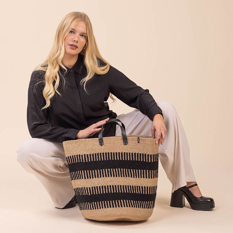Pamba Market Basket - Black Rib Weave L | Mifuko | Wolf & Badger