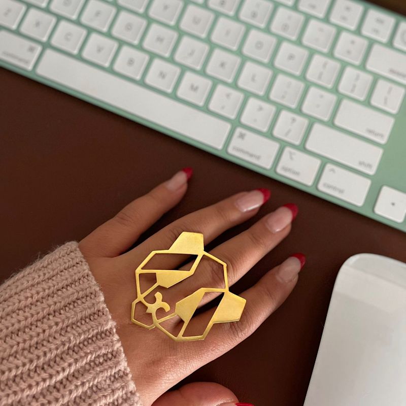 Playful Panda Gold Plated Chunky Ring | Meraki by Rashmi Bajaj | Wolf ...