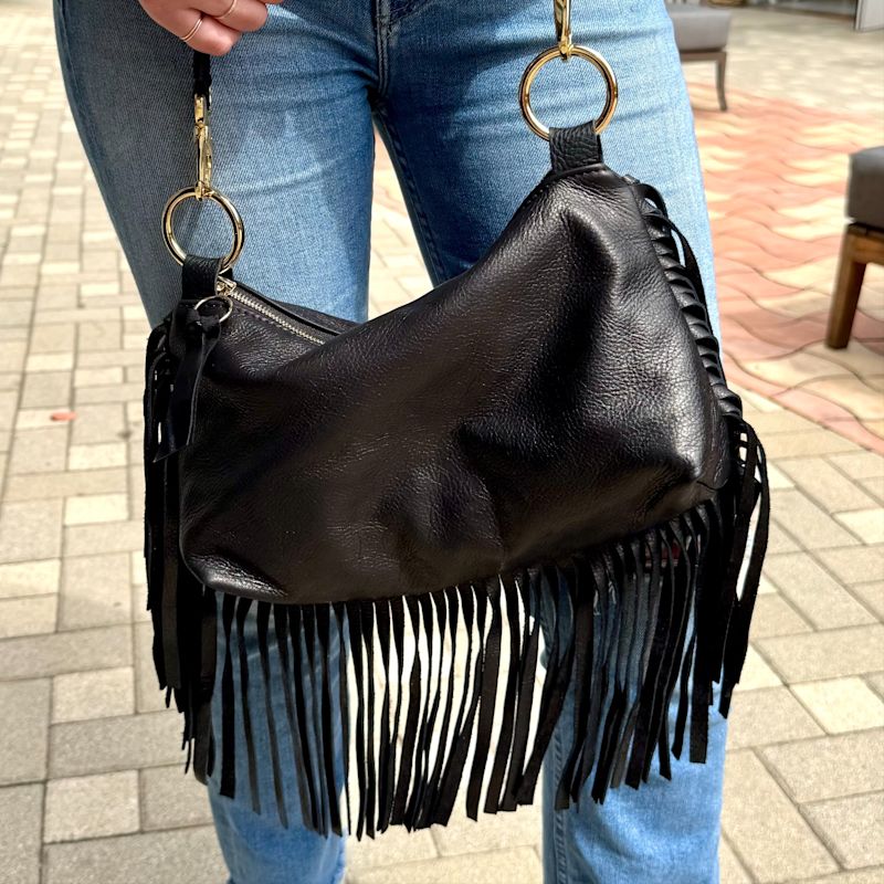 Paula Fringe Bag In Black | Lynn Tallerico | Wolf & Badger