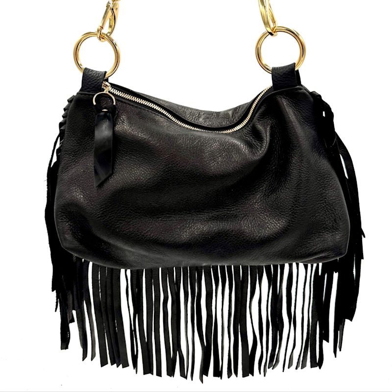 Paula Fringe Bag In Black | Lynn Tallerico | Wolf & Badger