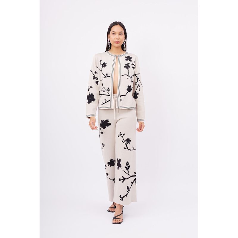 Lady Sakura Knit Jacket In Beige | Peraluna | Wolf & Badger