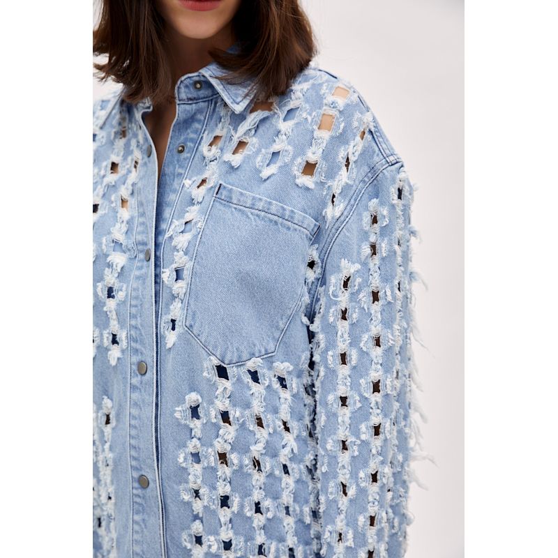Perforated Denim Shirt - Blue | PCFG | Wolf & Badger