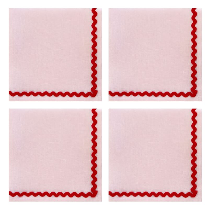 Red Embroidered Trim Napkins | Lilly Loves | Wolf & Badger