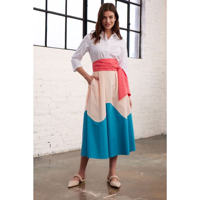 Pink Blue Wave Colorblock Shirt Dress | Marianna Déri | Wolf & Badger