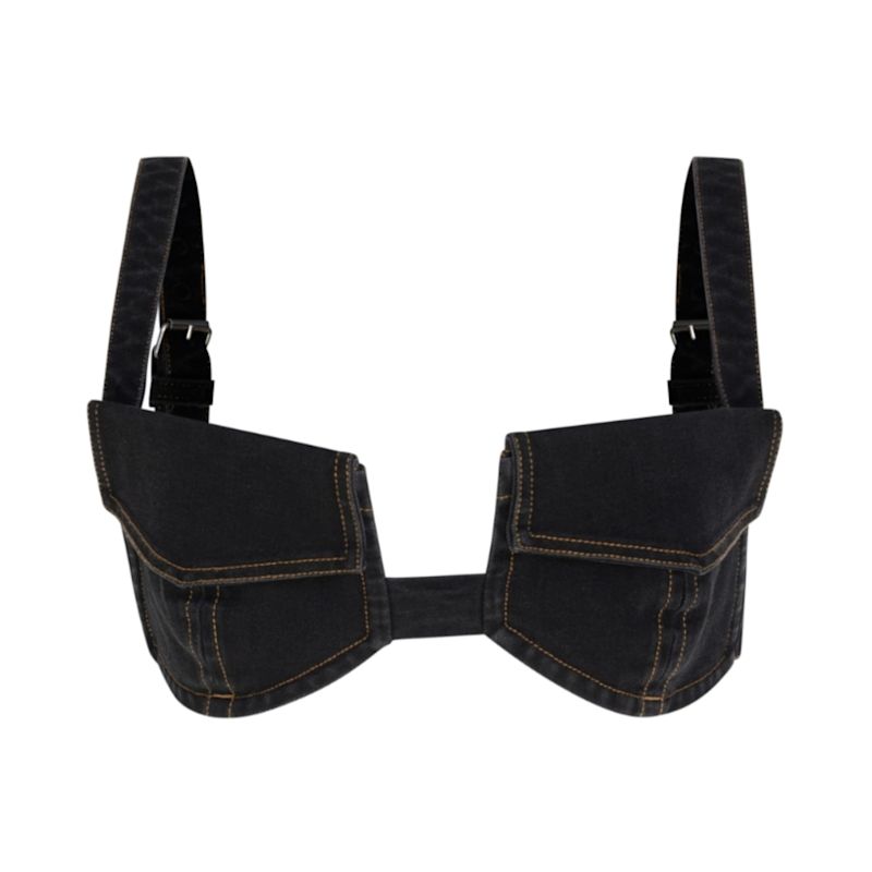 Pocket Denim Bikini Top - Ebony Black | CIRCULAR PATH | Wolf & Badger