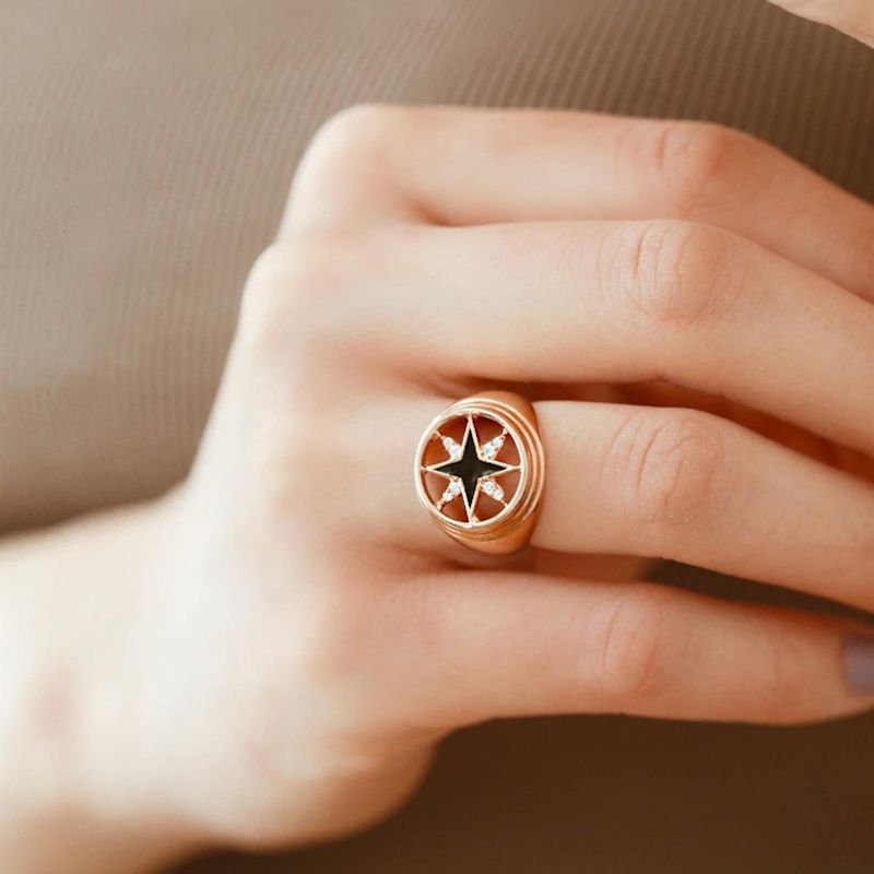 Pole Star Signet Ring Rose Gold | LINYA JEWELRY | Wolf & Badger