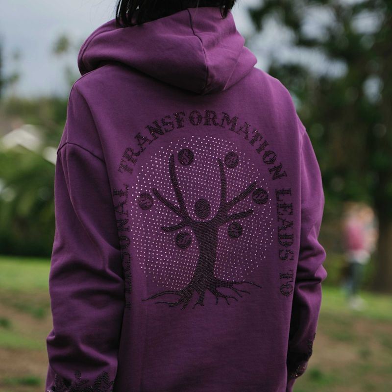 Positive Affirmation Hoodie With Rhinestone Design - Pink & Purple ...