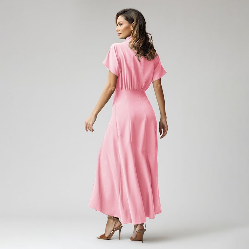 Pale Pink Dress With Draped Front And Collar | concept A trois | Wolf ...