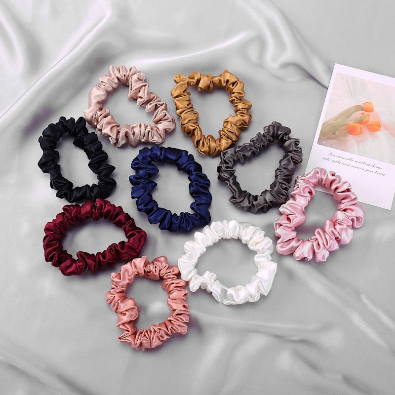 Pure Mulberry Silk Mini Scrunchie Set Of Five In Grey | Soft Strokes ...