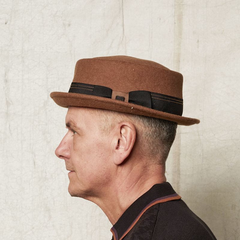 Quintin Camel Felt Oval Crown Porkpie Hat | Dasmarca Hats | Wolf & Badger