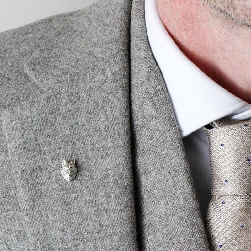 Wolf Lapel Pin – Silver | Lee Renee | Wolf & Badger