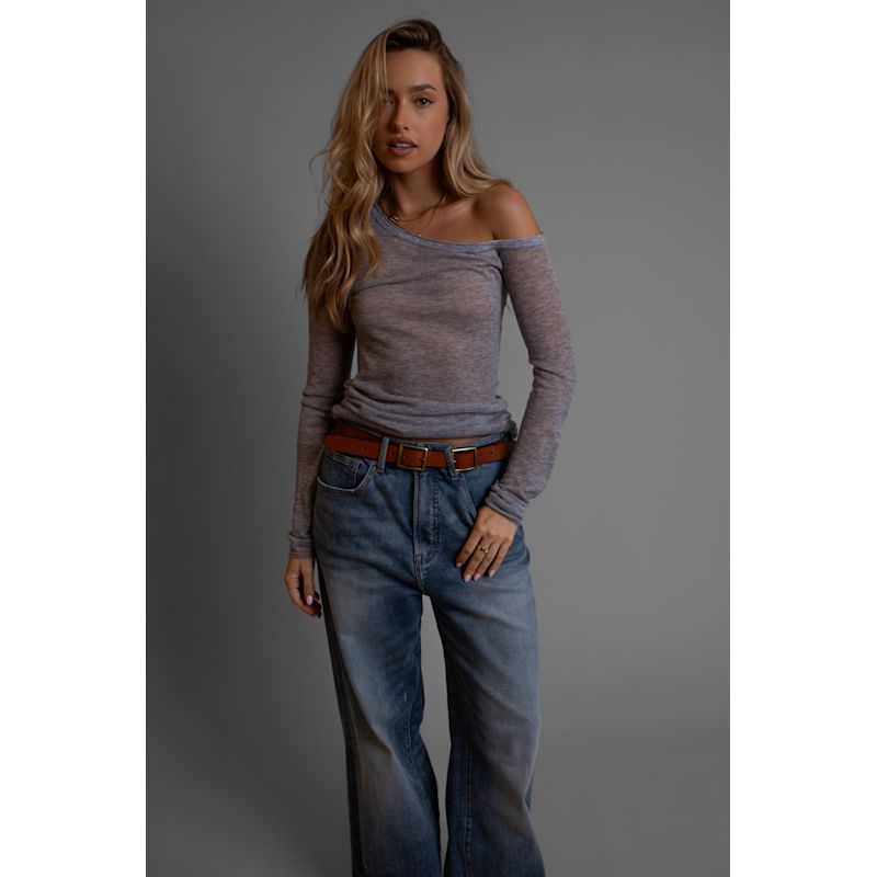 Remsen One Shoulder Sheer Knit Cloud Melange | VÆNN | Wolf & Badger