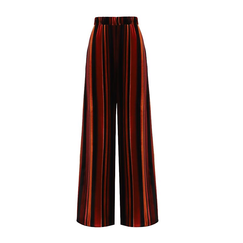 Retro Wide-Leg Trousers - Velvet Burgundy Red | Julia Allert | Wolf ...