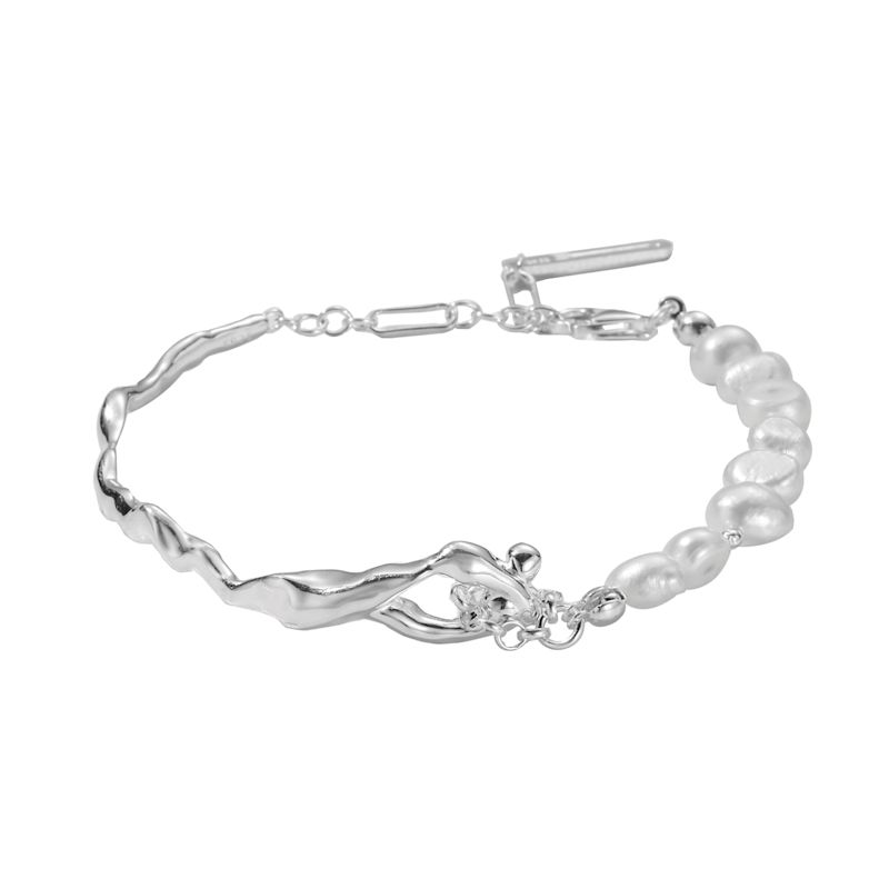 Rippling — Asymmetrical Pearl Silver Bracelet | EVERY WAVE | Wolf & Badger