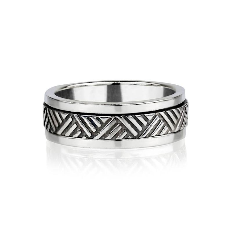 Mayan Warrior Men's Silver Spinning Ring | Charlotte's Web Jewelry ...