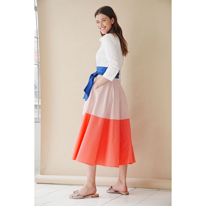 Rosé-Salmon Colorblock Shirt Dress With Tie Belt | Marianna Déri | Wolf ...