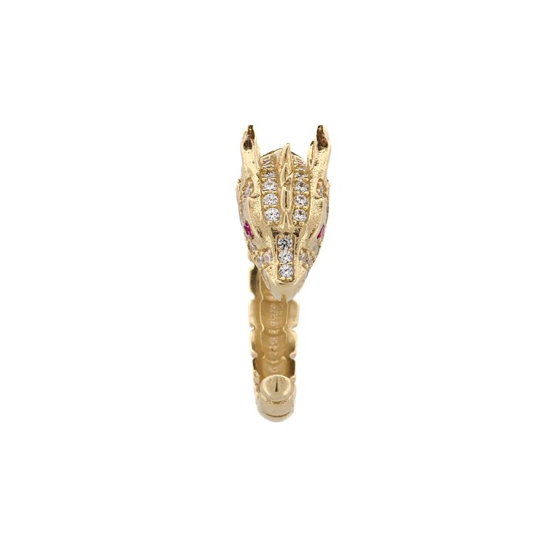 Ruby Eyed Guardian Gold Dragon Design Ring - Gold | Ebru Jewelry | Wolf ...