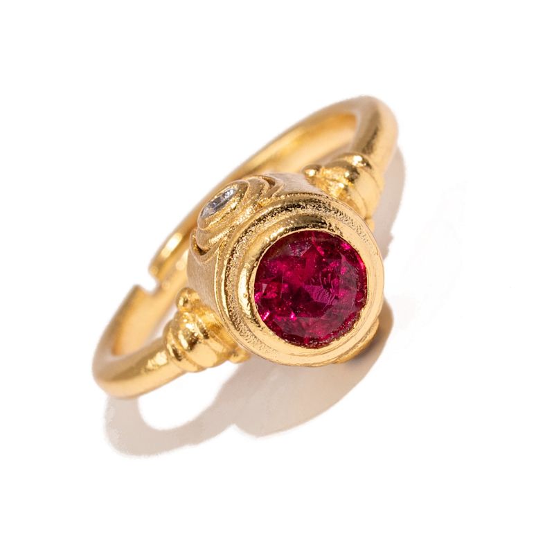 Ruby Flame Gold Adjustable Ring - Red | Ebru Jewelry | Wolf & Badger
