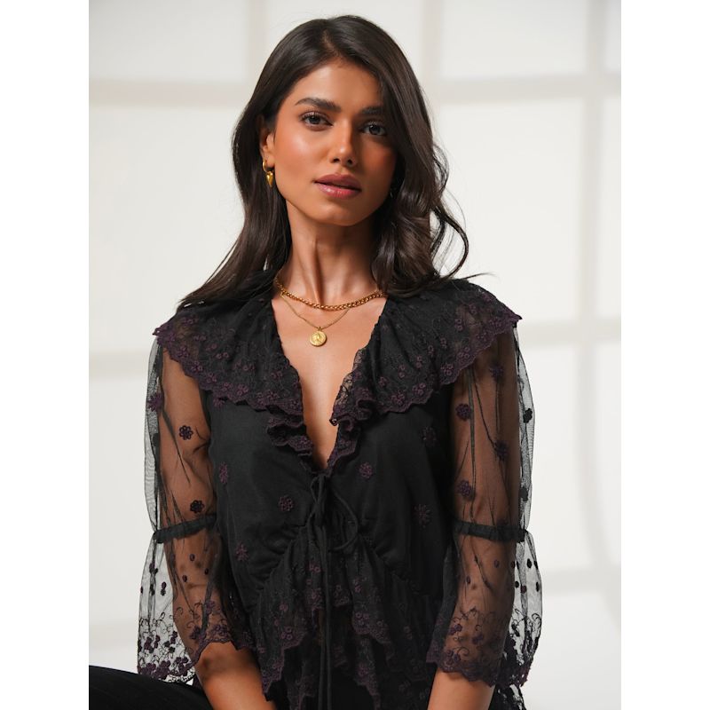 Samira Blackn Berry Embroidered Lace Blouse | Rose & Nancy | Wolf & Badger