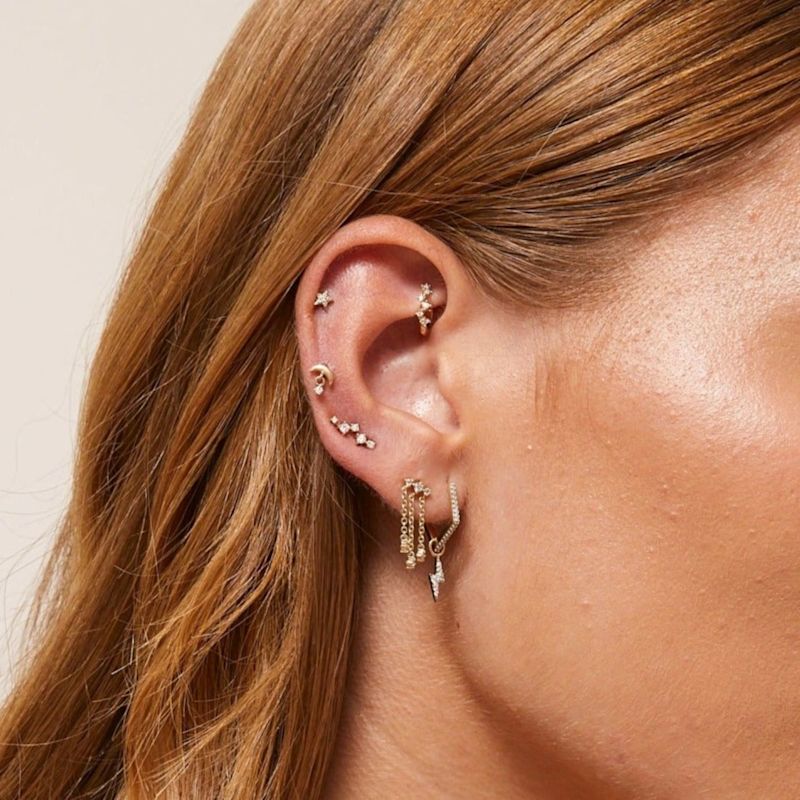 Scattered Diamond Huggie Hoop Earring 9K Gold | Zohreh | Wolf & Badger