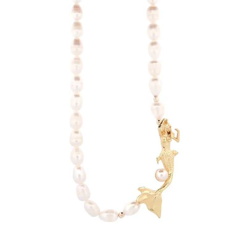 Sea Goddess Pearl Mermaid Necklace - Gold | Ebru Jewelry | Wolf & Badger
