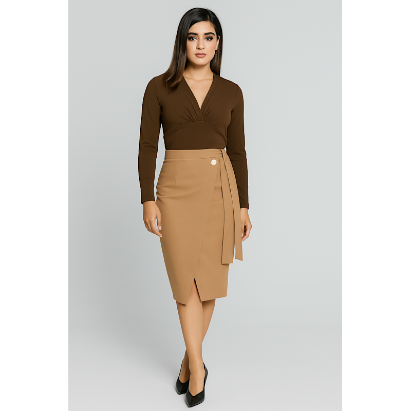 Seal Long Sleeve Faux Wrap Top In Stretch Jersey Sustainable Fabric ...