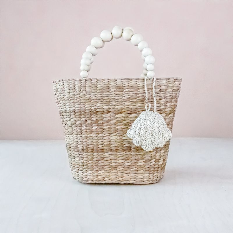 Seaside Shell Bag Charm - Handmade Raffia Keychain | LIKHÂ | Wolf & Badger