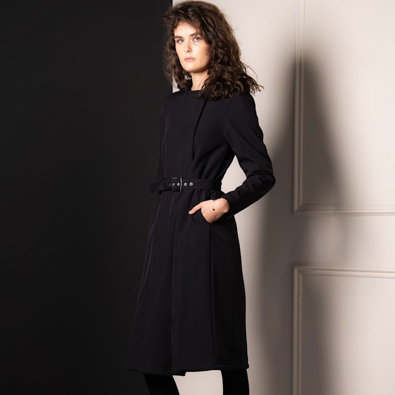 Short Black Waterproof Coat In A-Line Cut: Black Classic | RainSisters ...