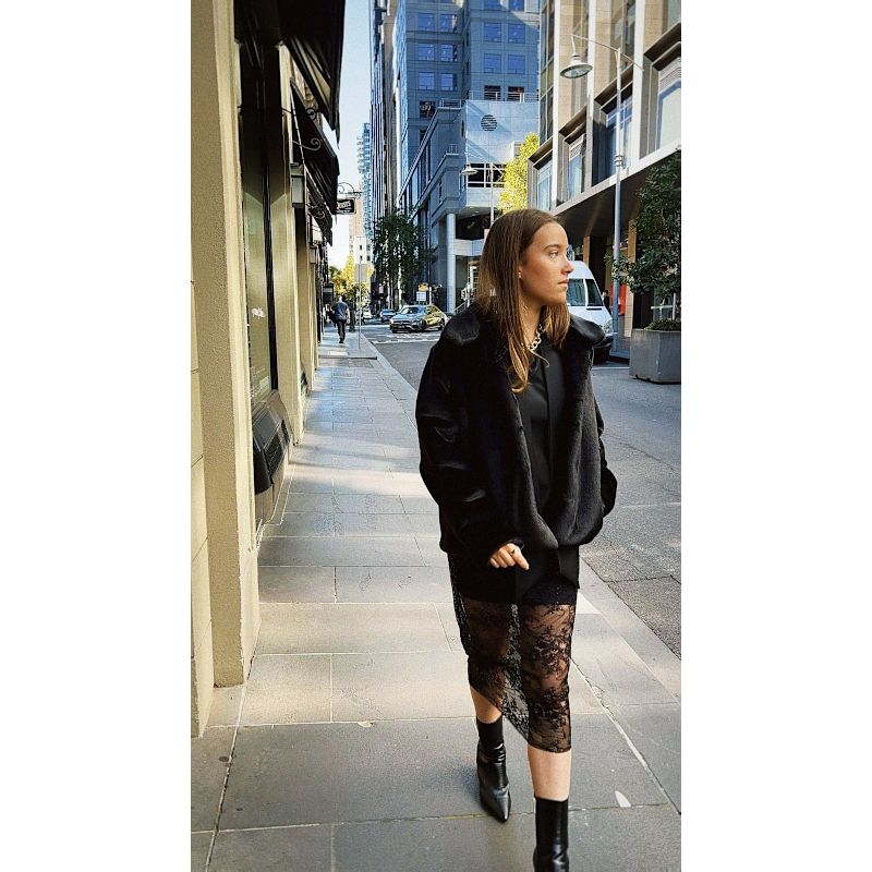 Short Faux Fur Coat In Black | Lindsay Nicholas New York | Wolf & Badger