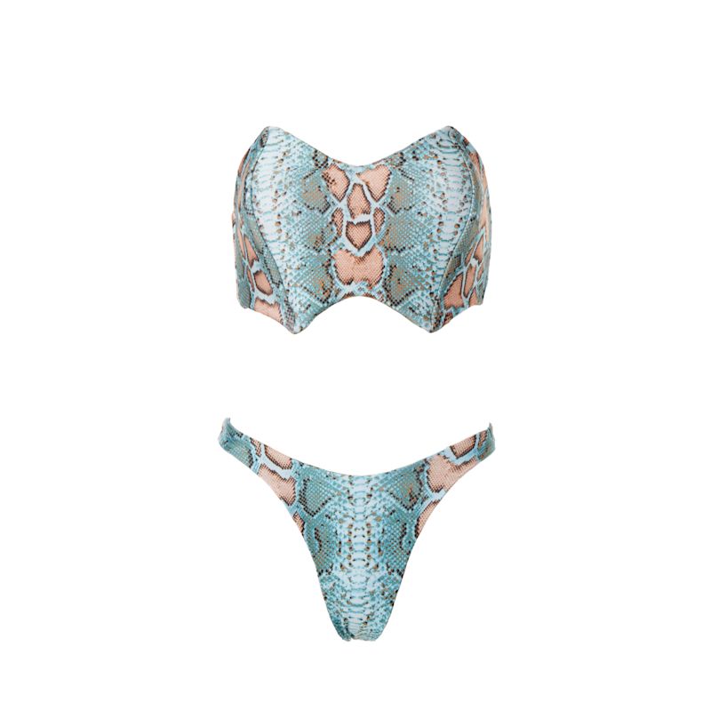Siren Mermaid Corset In Blue Snake | Siren Swimwear | Wolf & Badger