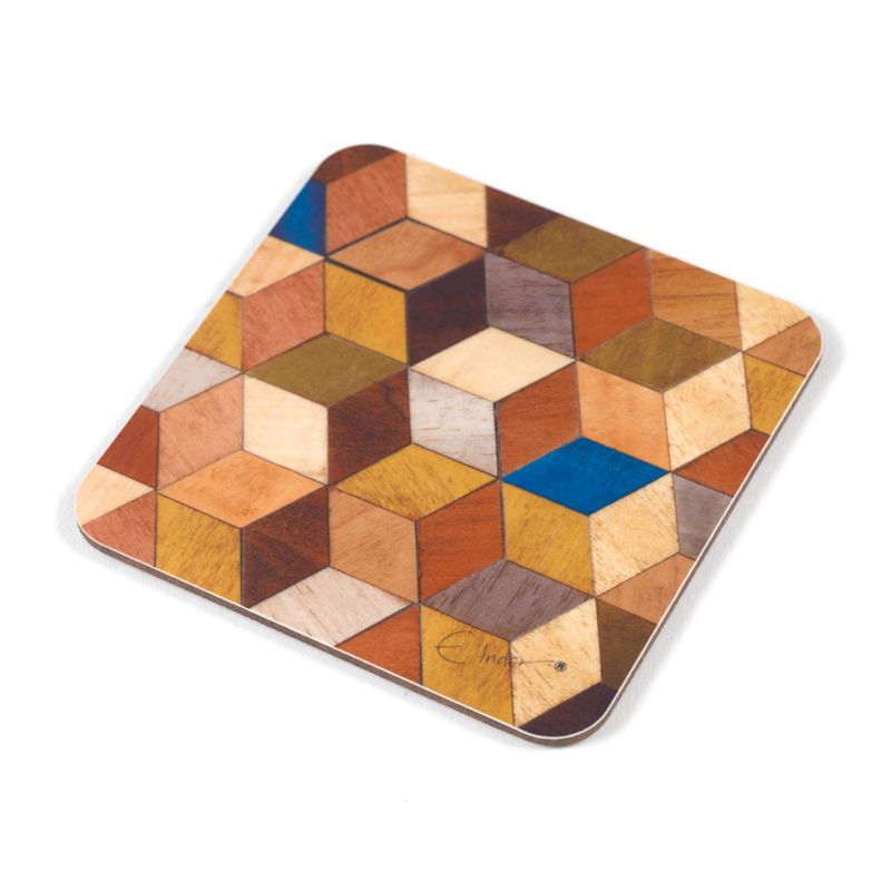 Six Square Coasters In Warm Earthy Shades With A Pop Of Blue. Heat ...