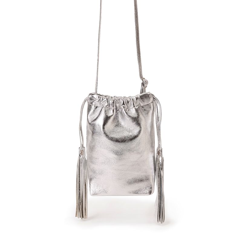 Small Silver Leather Purse - Evening Pouch | JUAN-JO | Wolf & Badger