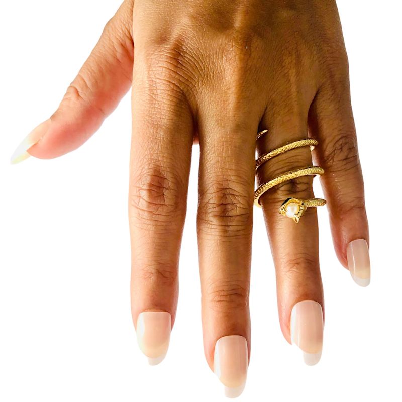 Snake Three-Coiled Gold Ring | AKI ROC JEWELRY | Wolf & Badger