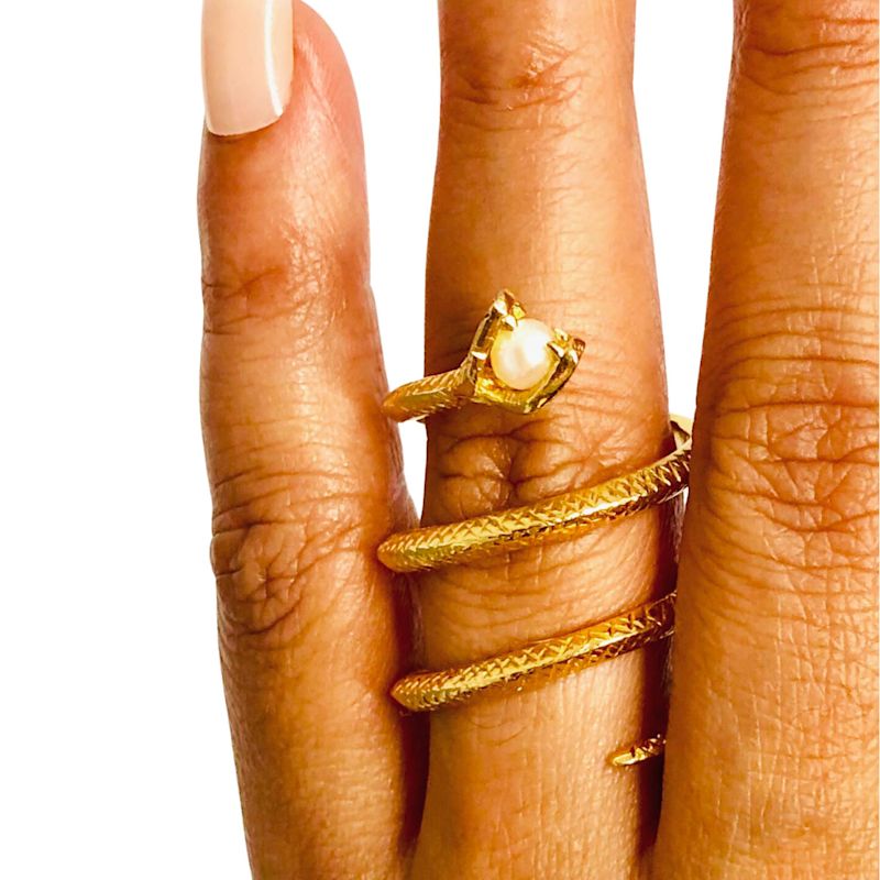 Snake Three-Coiled Gold Ring | AKI ROC JEWELRY | Wolf & Badger