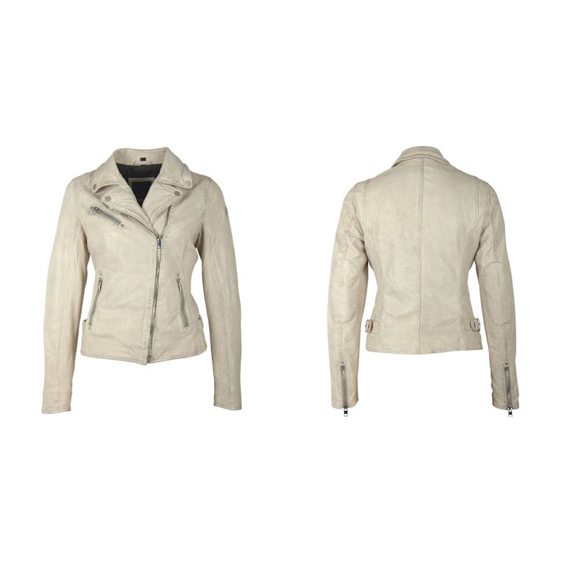 Sofia Rf Leather Jacket, Off White | MAURITIUS | Wolf & Badger