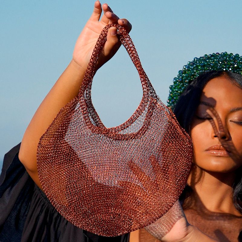 Sol Mesh Wire Tote Bag In Copper | Brunna.Co | Wolf & Badger