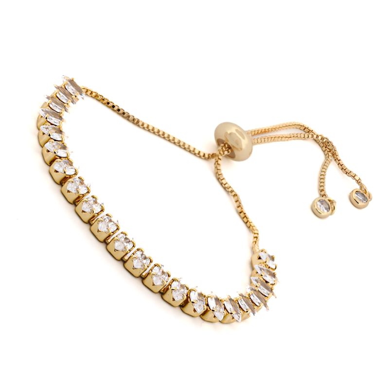 Sparkly Diamond Adjustable Fashion Bracelet - Gold | Ebru Jewelry ...