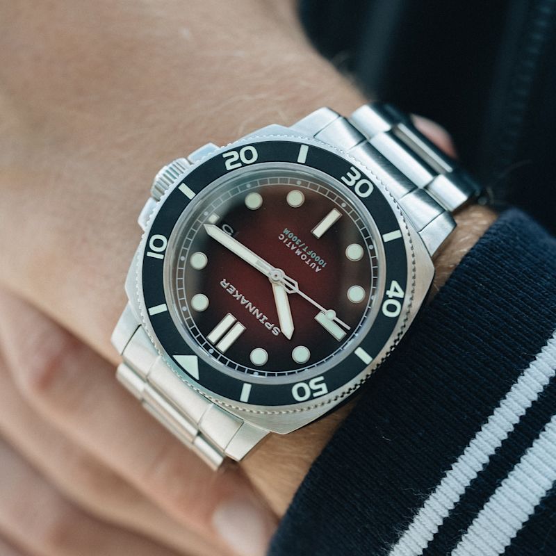 Spinnaker Hull Diver Men's Japanese Automatic Ombre Red Watch ...