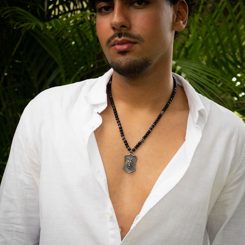 Spirit Onyx Wolf Beaded Necklace - Black | Ebru Jewelry | Wolf & Badger
