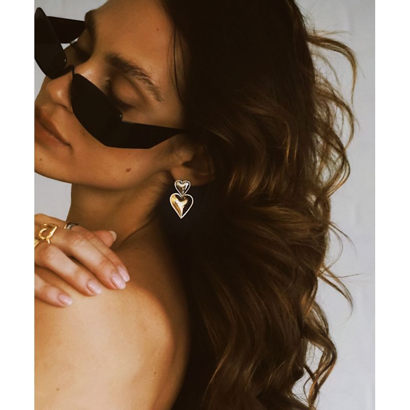 Stacked Heart Earrings | MG Jewelry | Wolf & Badger