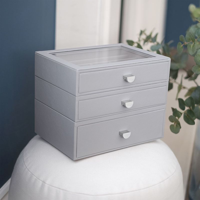 Stackers Classic Pebble Grey Set Of Three Drawers | Stackers | Wolf ...