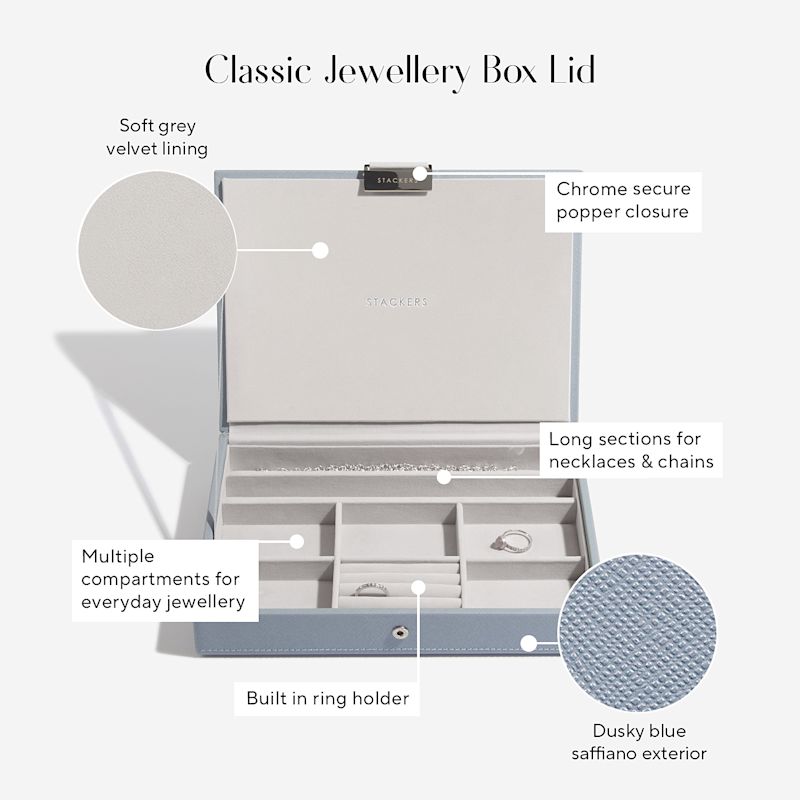 Stackers Dusky Blue Classic Jewelry Box Set Of Four | Stackers | Wolf ...