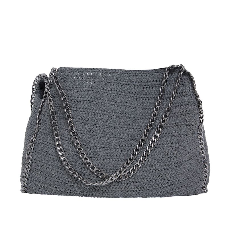 Stella Chain Crochet Bag In Anthracite Grey | N'Onat | Wolf & Badger