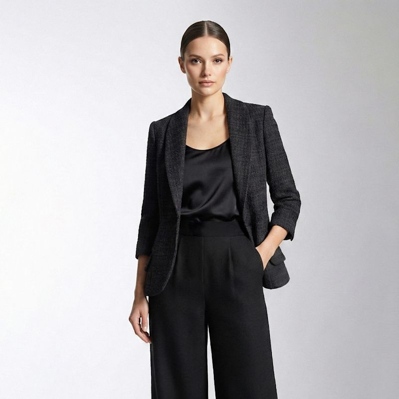 Structured Boucle Blazer - Black | AVENUE N°29 | Wolf & Badger
