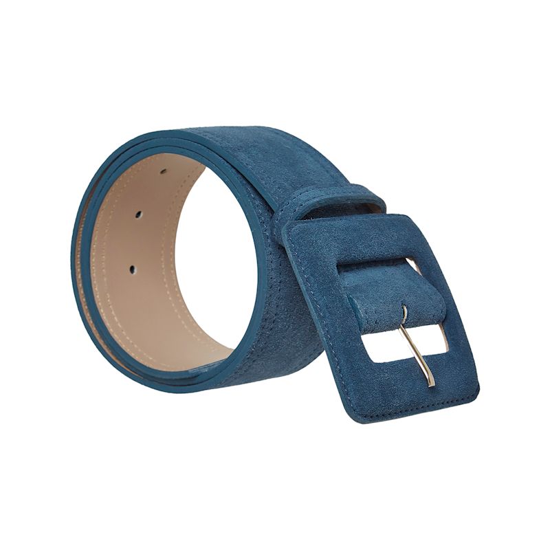 Suede Square Buckle Belt - Navy Blue | BeltBe | Wolf & Badger