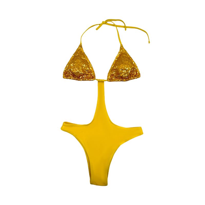 Sunshine Yellow Sequin Monokini | Julia Clancey | Wolf & Badger