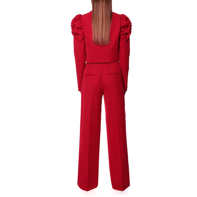 Naya Ribbon Red Short Blazer With Puffed Sleeves | AGGI by HALEWSKI ...