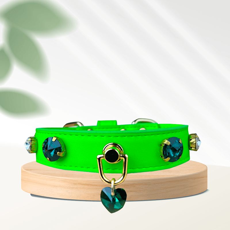 Swarovski-Neon Green Dog Collar | MAKPAWS | Wolf & Badger